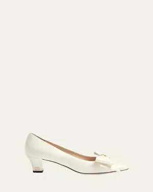 Valentino Garavani Bowow Leather Pumps - Ivory