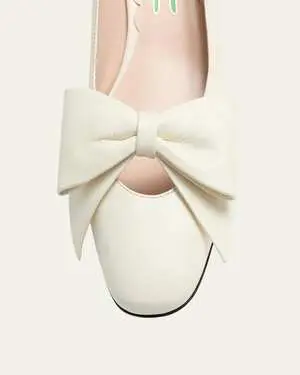 Valentino Garavani Bowow Leather Pumps - Ivory