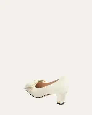 Valentino Garavani Bowow Leather Pumps - Ivory