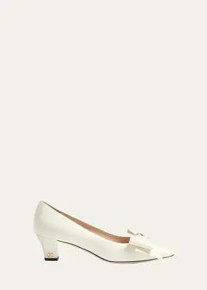 Valentino Garavani Bowow Leather Pumps - Ivory