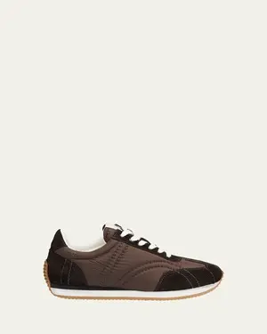TOTEME Suede Retro Runner Sneakers - Dark Beige
