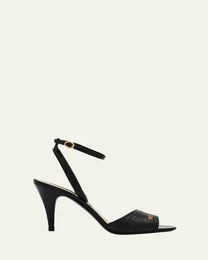 Valentino Garavani Ladycrush Leather Ankle-strap Sandals - Nero