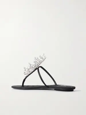 Emilio Pucci Embellished Satin Flip Flops