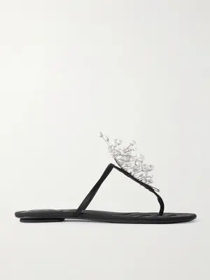 Emilio Pucci Embellished Satin Flip Flops