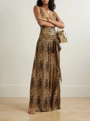 Melissa Odabash Elsa Leopard-print Maxi Wrap Skirt
