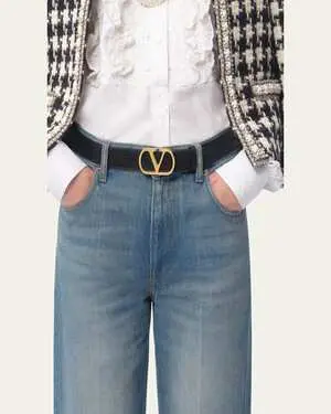 Valentino Garavani Vlogo Signature Leather Belt - Nero
