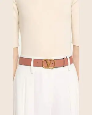 Valentino Garavani Vlogo Signature Leather Belt - Nero