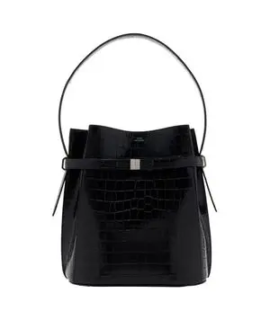 TOTEME Belted Croc-effect Leather Bucket Bag