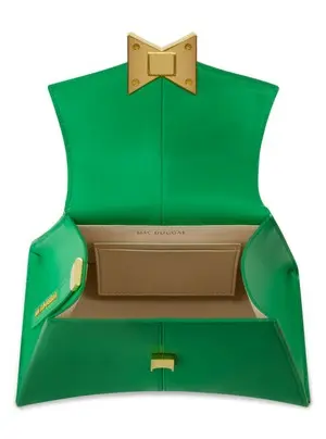 Mac Duggal Small Leather Handbag With Angular Gold Hardware - Spring Green