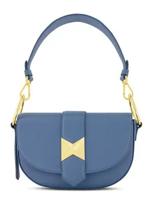 Mac Duggal Grain Leather Saddle Bag - Twilight