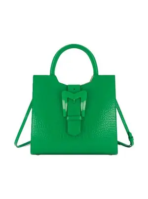 Mac Duggal Crocodile Embossed Tote Bag With Buckle Detail - Spring Green