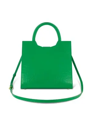 Mac Duggal Crocodile Embossed Tote Bag With Buckle Detail - Spring Green