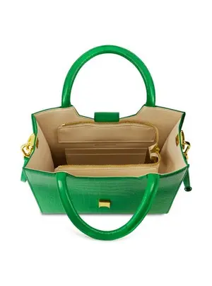 Mac Duggal Crocodile Embossed Tote Bag With Buckle Detail - Spring Green