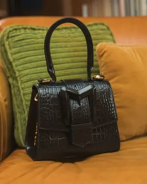 Mac Duggal Croc-effect Mini Handbag With Buckle Detail