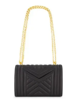 Mac Duggal Quilted Napa Leather Handbag With Gold Chain - Black