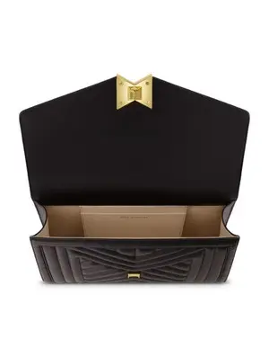 Mac Duggal Quilted Napa Leather Handbag With Gold Chain - Black