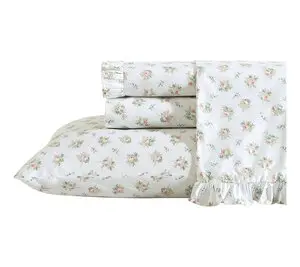 Laura Ashley Roseford Orange Floral Queen Sheet Set - One-color