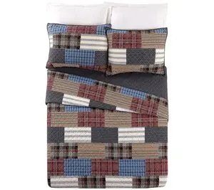 MODERN HEIRLOOM Cabin Patchwork 3pc Full/queen Quilt Set