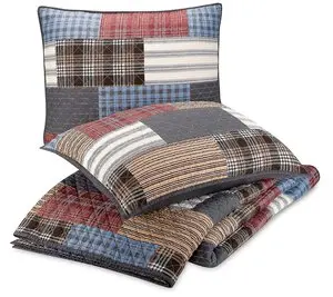 MODERN HEIRLOOM Cabin Patchwork Printed 3-pc Ki Ng Quilt Set