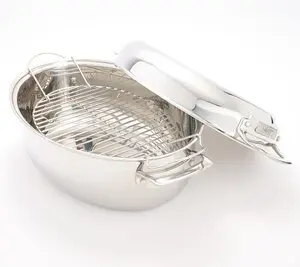 VIKING 3-in-1 Tri-ply Stainless Steel 8.5-qt Oval Roaster - Silver
