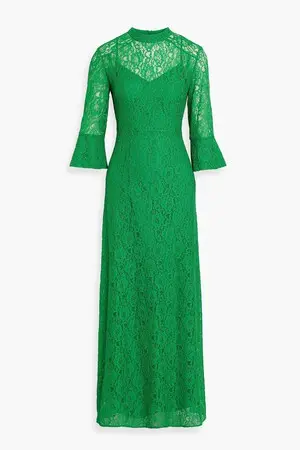 HVN Ashley Metallic Corded Lace Maxi Dress