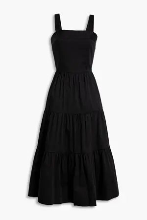Alice + Olivia Saige Tiered Cotton-blend Midi Dress - Black