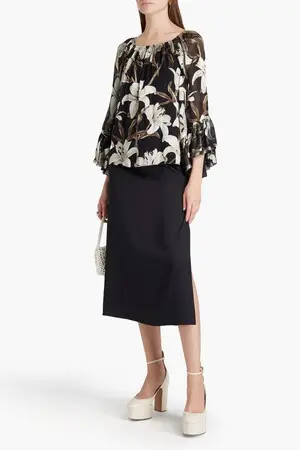 Alice + Olivia Floral-print Satin Blouse