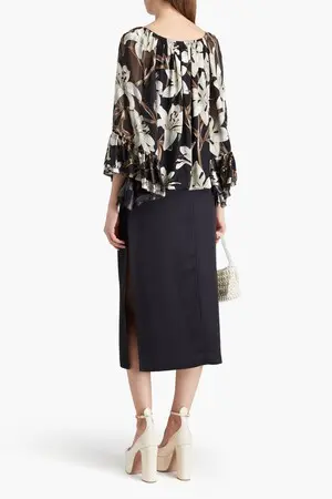 Alice + Olivia Floral-print Satin Blouse
