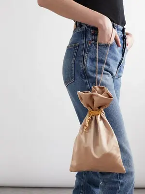 Saint Laurent Embellished Satin Bucket Bag