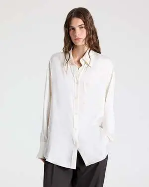 TWP Big Joe Shirt In Washed Silk Organza - Ivory