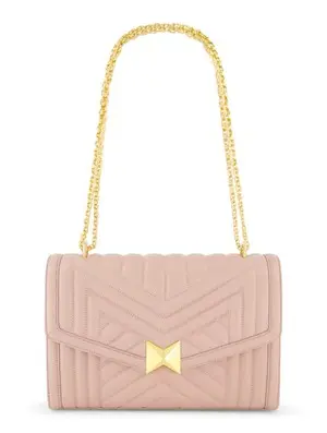 Mac Duggal Gold Plated Hardware Quilted Napa Leather Handbag - Rose