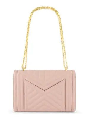 Mac Duggal Gold Plated Hardware Quilted Napa Leather Handbag - Rose