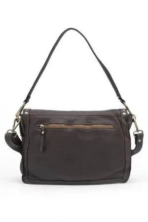 BOLSA NOVA Emily Studded Leather Shoulder Bag - Chocolate