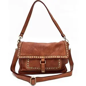BOLSA NOVA Emily Studded Shoulder Bag - Cognac