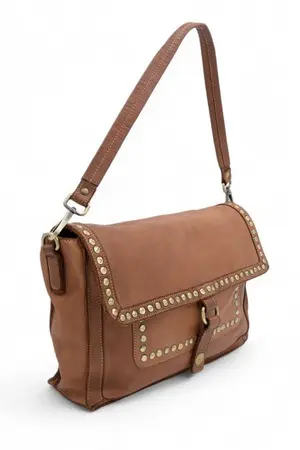 BOLSA NOVA Emily Studded Shoulder Bag - Cognac