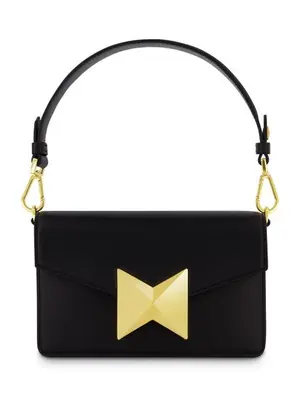 Mac Duggal Mac Duggal Classic Leather Gold Plated Hardware Shoulder Bag Black