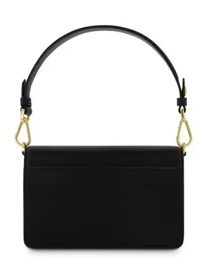 Mac Duggal Classic Leather Gold Plated Hardware Shoulder Bag - Black