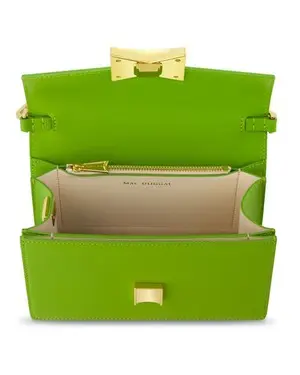 Mac Duggal Classic Leather Gold Plated Hardware Shoulder Bag - Pear