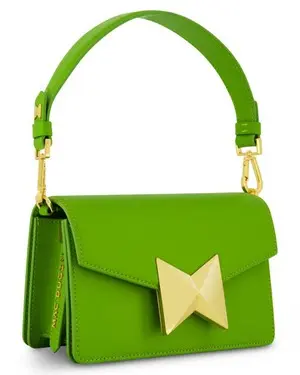 Mac Duggal Classic Leather Gold Plated Hardware Shoulder Bag - Pear
