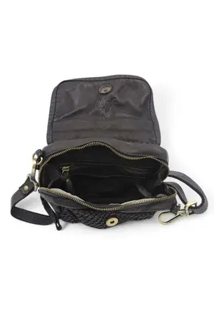 BOLSA NOVA Lily Mini Woven Washed Italian Leather Handbag