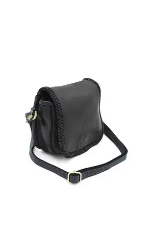 BOLSA NOVA Naples Saddle Bag With Braided Detail - Black