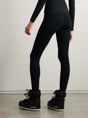 Perfect Moment Ribbed Thermal Modal-blend Leggings - Black