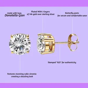 DONATELLO GIAN Sterling Silver Cubic Zirconia Stud Earrings