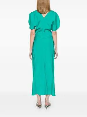 Victoria Beckham Gathered-detail Midi Dress - Green