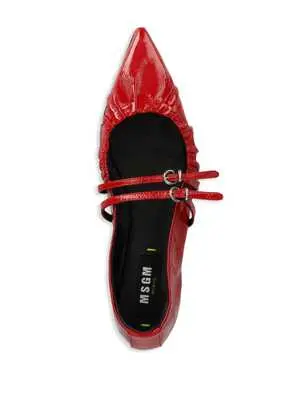 MSGM Buckled Ballerina Shoes - Red