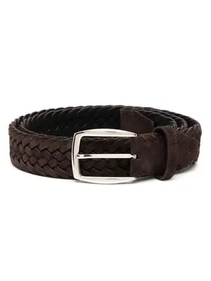 Brioni Nubuck Braided Belt - Brown