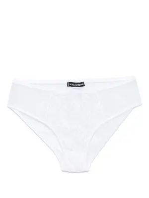 Dolce & Gabbana Lace-panel Tulle Briefs - White
