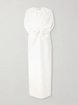 Bernadette Gislene Bow-embellished Cape-effect Crepe Midi Dress