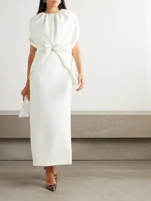 Bernadette Gislene Bow-embellished Cape-effect Crepe Midi Dress