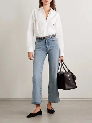 FRAME The Pixie Arrow Cropped High-rise Bootcut Jeans